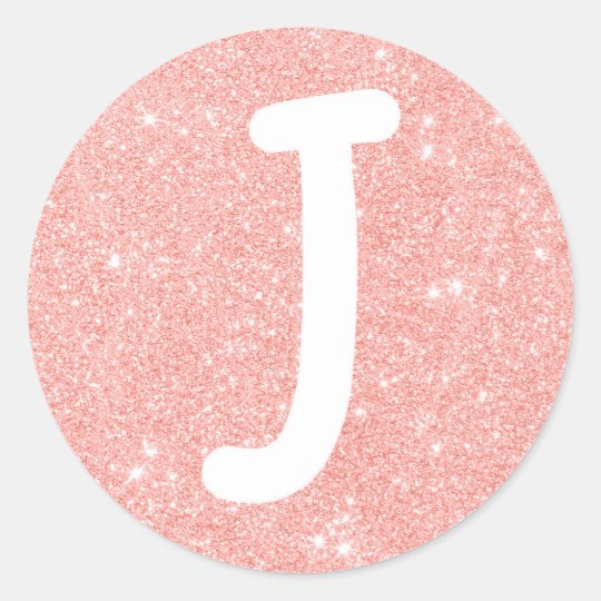 Pink Glitter J Initial Classic Round Sticker | Zazzle.com