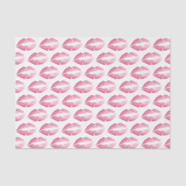Pink glitter kiss pattern tissue paper | Zazzle