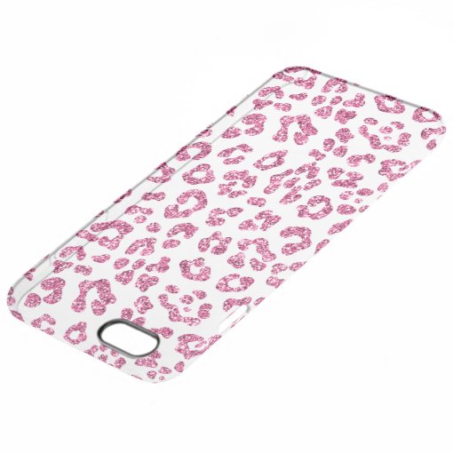 Pink Glitter Leopard Print Clear Uncommon iPhone Case | Zazzle