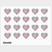 Pink Glitter letter K Heart Sticker | Zazzle