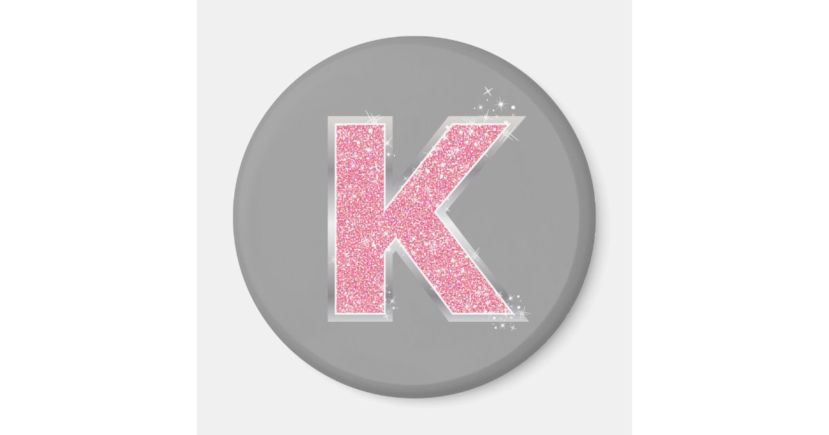 Pink Glitter letter K Magnet | Zazzle