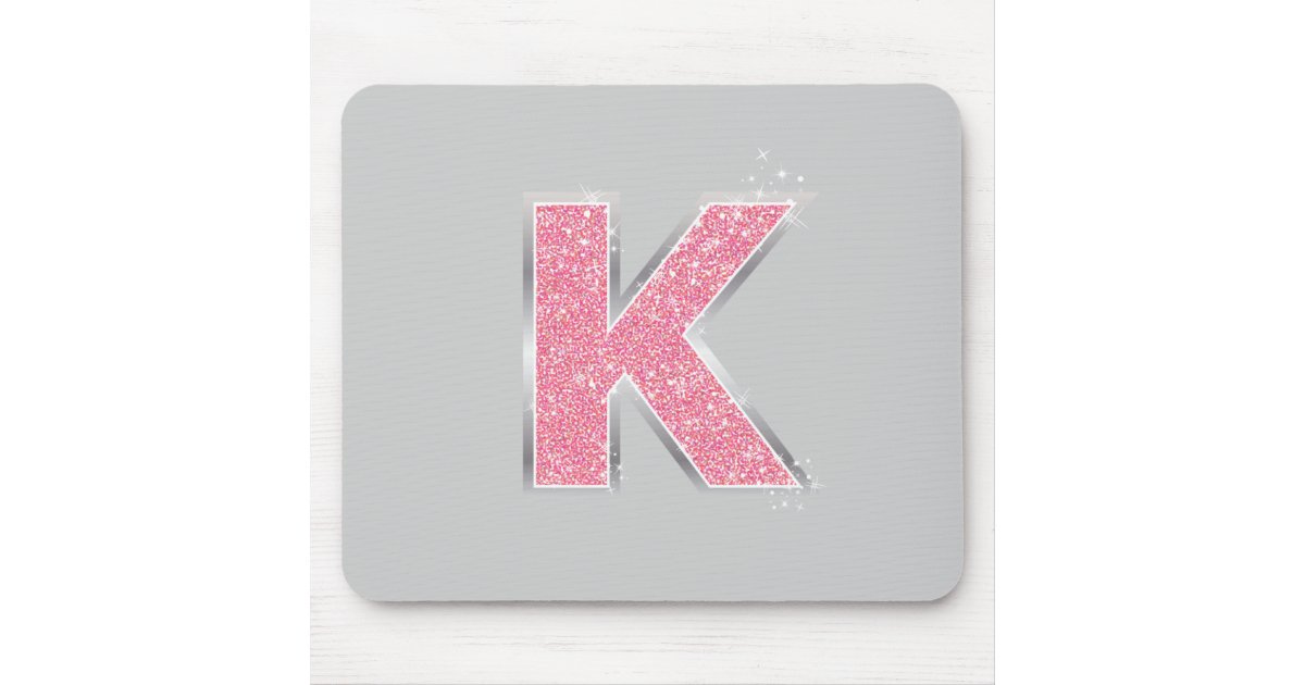 Pink Glitter letter K Mouse Pad | Zazzle