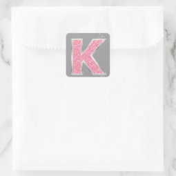 Pink Glitter letter K Square Sticker | Zazzle