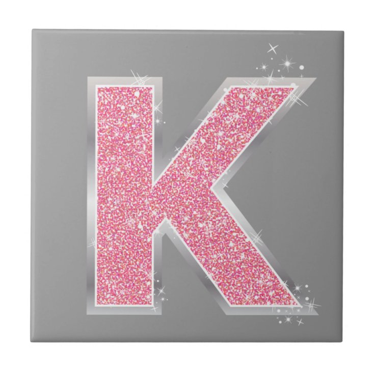 Pink Glitter letter K Tile | Zazzle