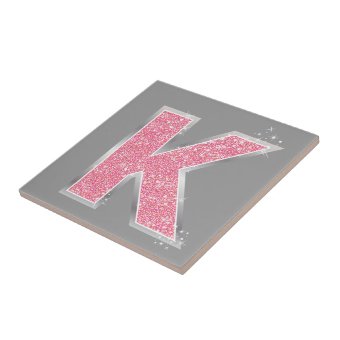 Pink Glitter letter K Tile | Zazzle