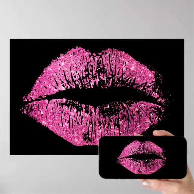 Pink Glitter Lips Poster | Zazzle