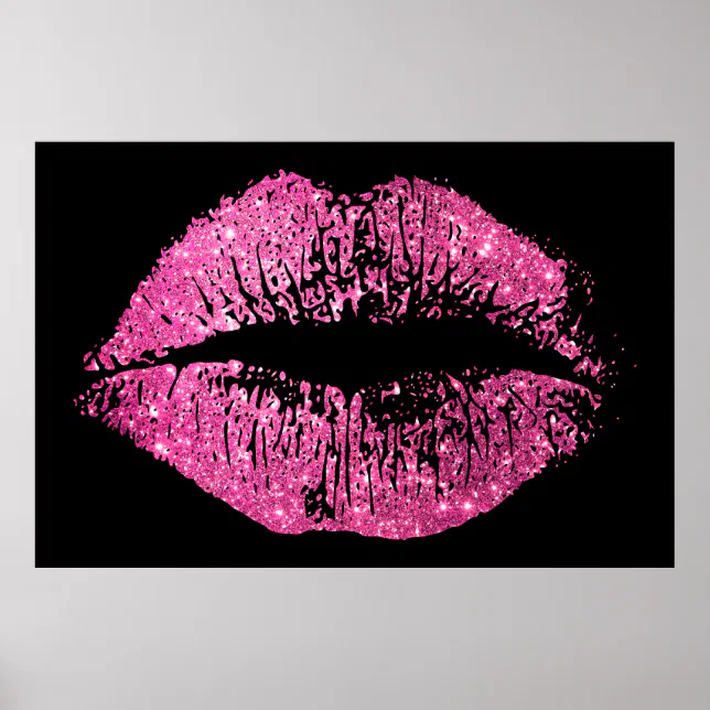 Pink Glitter Lips Poster | Zazzle