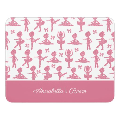Pink Glitter Little Girl Ballerina Ballet Pattern Door Sign | Zazzle