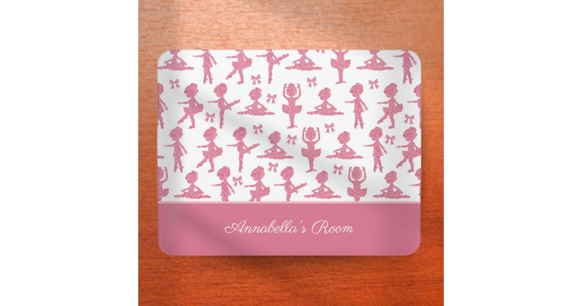 Pink Glitter Little Girl Ballerina Ballet Pattern Door Sign | Zazzle
