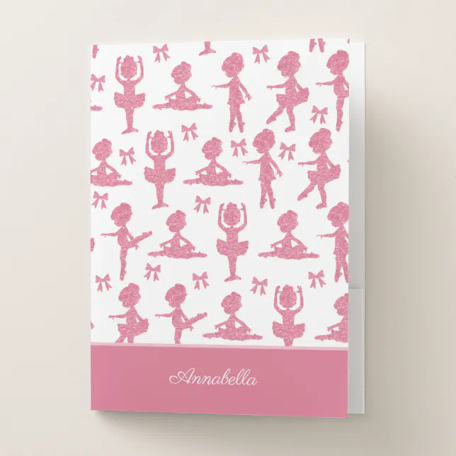 Pink Glitter Little Girl Ballerina Ballet Pattern Pocket Folder | Zazzle