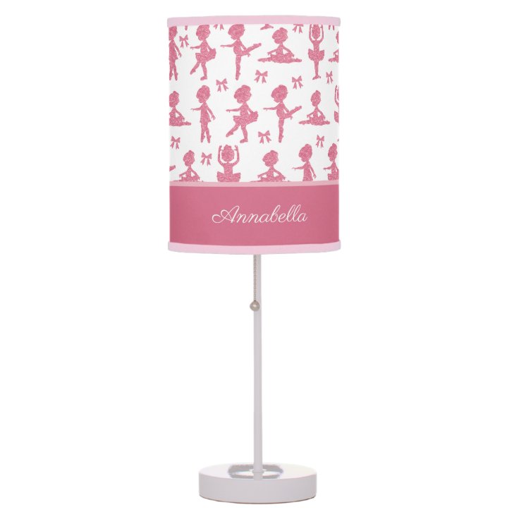Pink Glitter Little Girl Ballerina Ballet Pattern Table Lamp | Zazzle