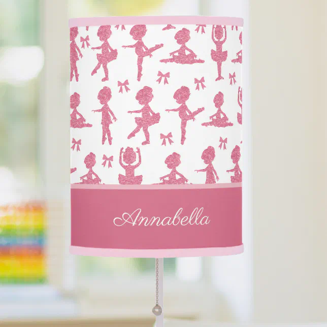 Pink Glitter Little Girl Ballerina Ballet Pattern Table Lamp | Zazzle