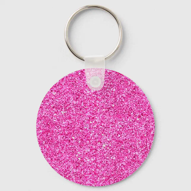 Pink Glitter Look Elegant Blank Custom Template Keychain | Zazzle