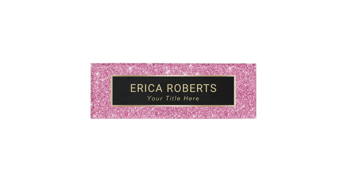 Pink Glitter Makeup Artist Hair Salon Modern Name Tag | Zazzle