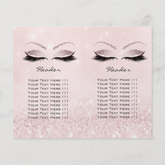 Pink Glitter Makeup Eye Lash Prices Leaflet Logo Flyer | Zazzle.com