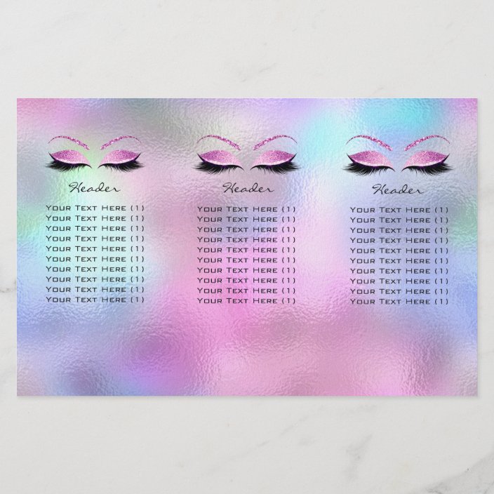 Pink Glitter Makeup Eyes Lash Rose DL 3 Leaflet Flyer | Zazzle.com