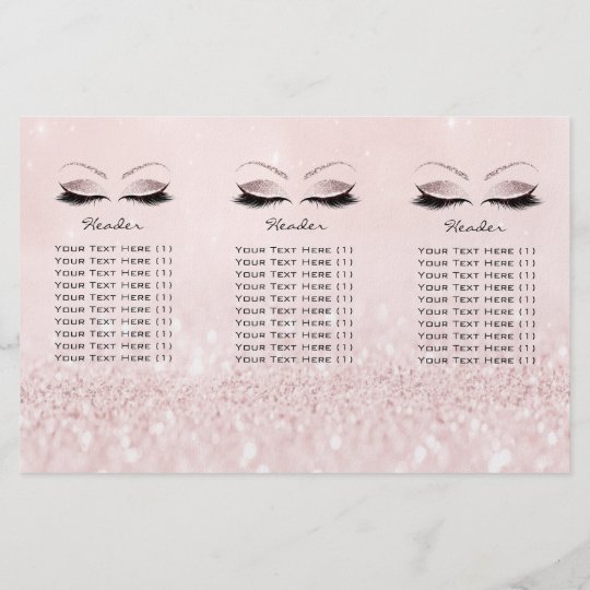 Pink Glitter Makeup Eyes Lashes DL 3 Leaflet Flyer | Zazzle.com