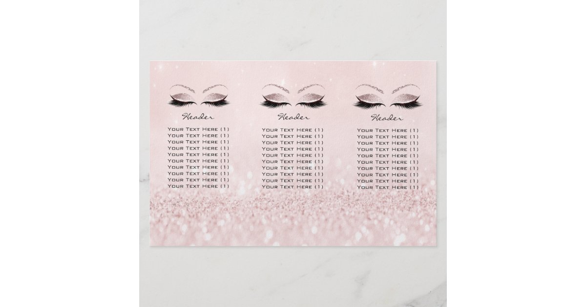 Pink Glitter Makeup Eyes Lashes DL 3 Leaflet Flyer | Zazzle