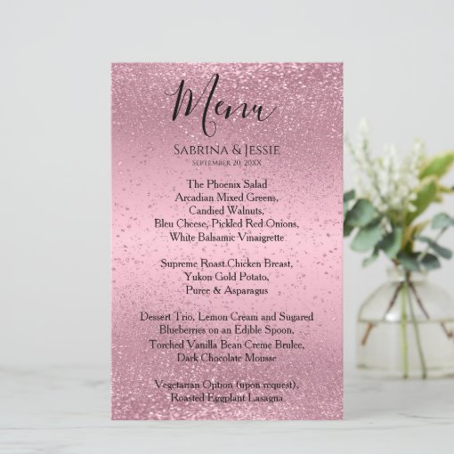 Pink Glitter - Menu | Zazzle