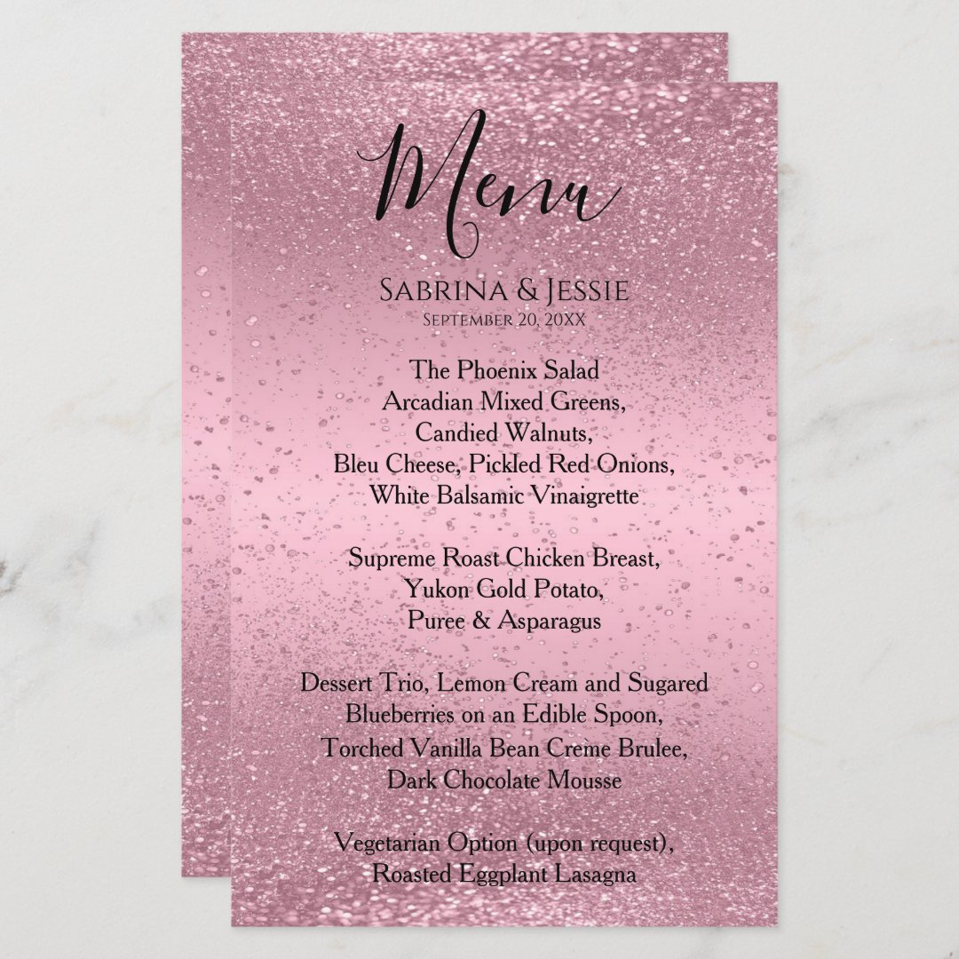 Pink Glitter - Menu | Zazzle