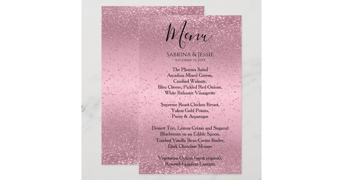 Pink Glitter - Menu | Zazzle