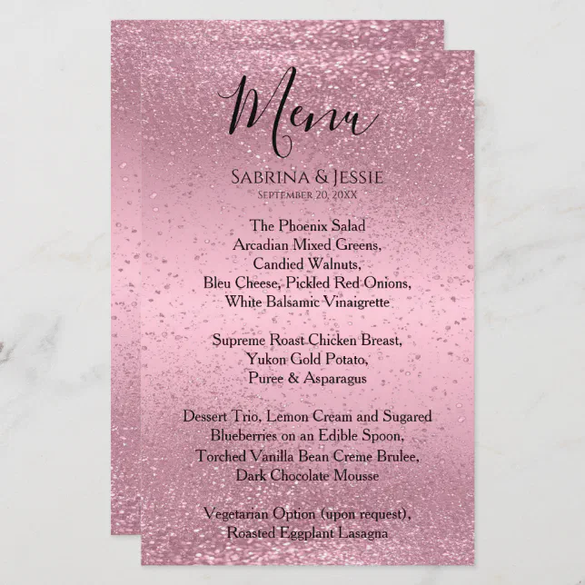 Pink Glitter - Menu | Zazzle