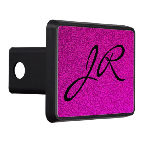 Pink glitter monogram custom trailer hitch cover | Zazzle