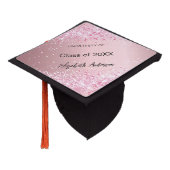 Pink glitter name school graduation cap topper | Zazzle