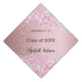 Pink glitter name school graduation cap topper | Zazzle