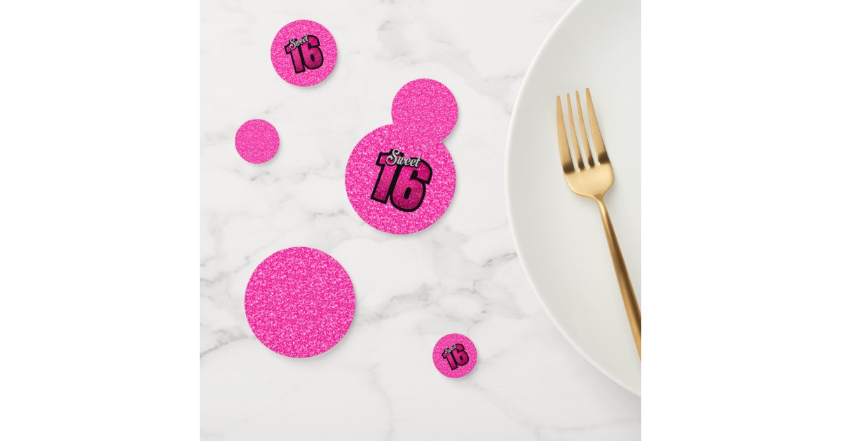 Pink Glitter Pattern and Numbers Confetti | Zazzle