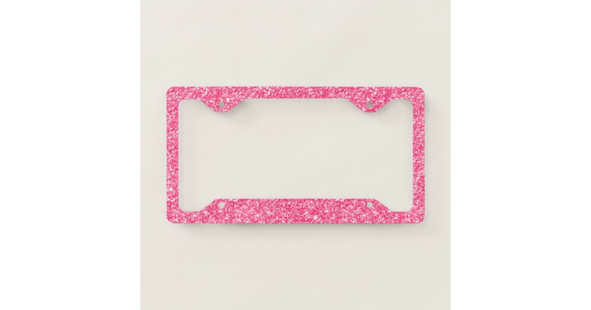 Pink glitter pattern license plate frame | Zazzle