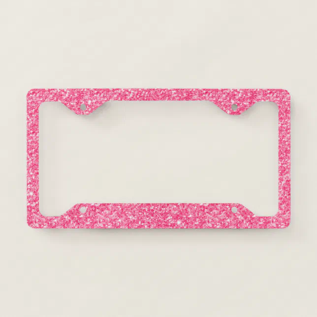 Pink glitter pattern license plate frame | Zazzle