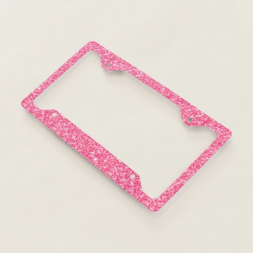 Pink glitter pattern license plate frame | Zazzle