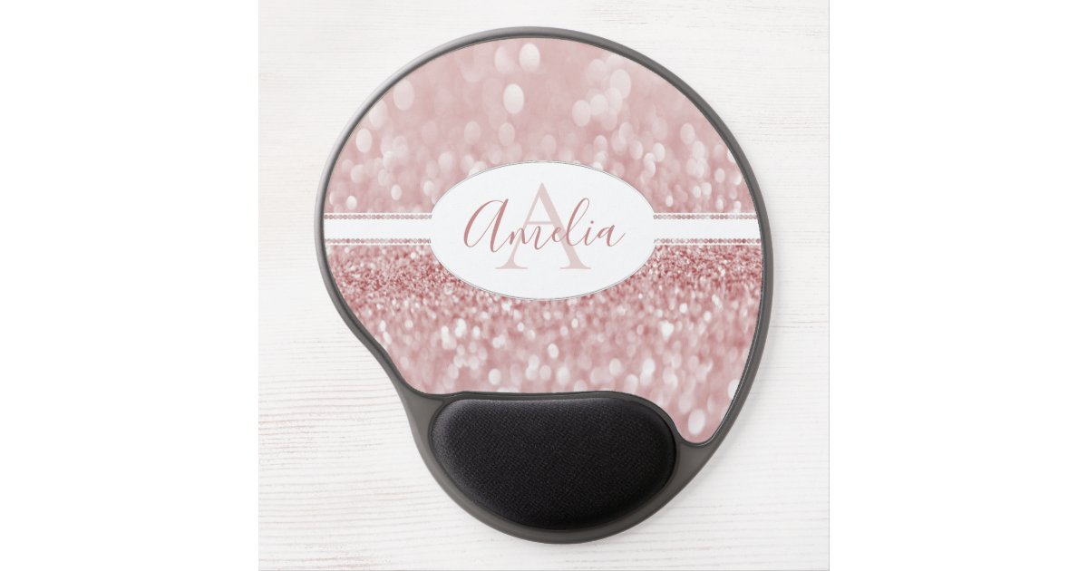 Pink Glitter Personalized Gel Mousepad | Zazzle