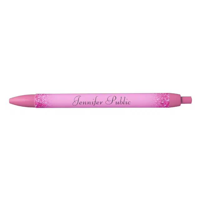Pink Glitter Personalized Name Script Template Pen | Zazzle