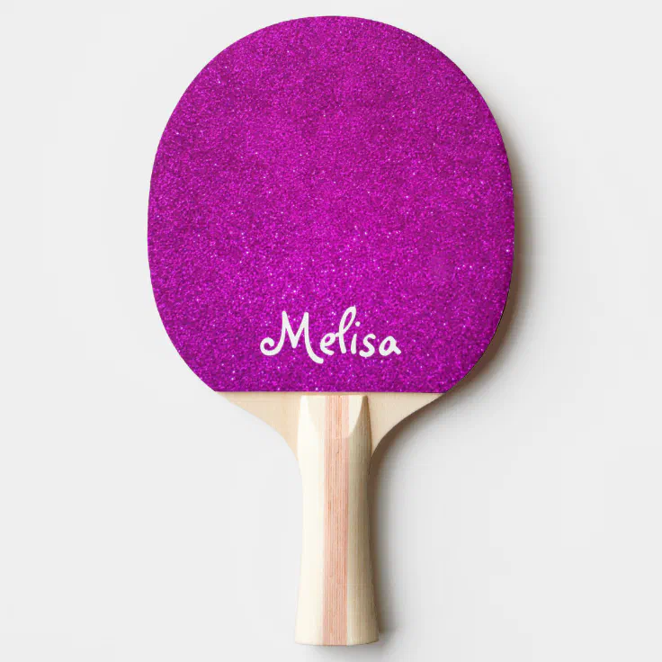 Pink glitter ping pong paddle for tabletennis girl | Zazzle