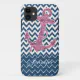 Pink Glitter Print Anchor Nautical Navy Blue Case | Zazzle