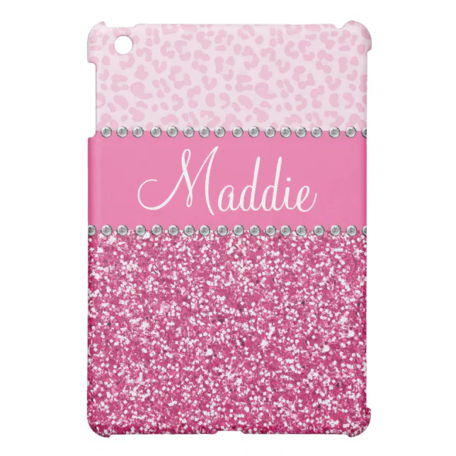 Pink Glitter Rhinestone Leopard BLING Case iPad Cover For The iPad Mini ...