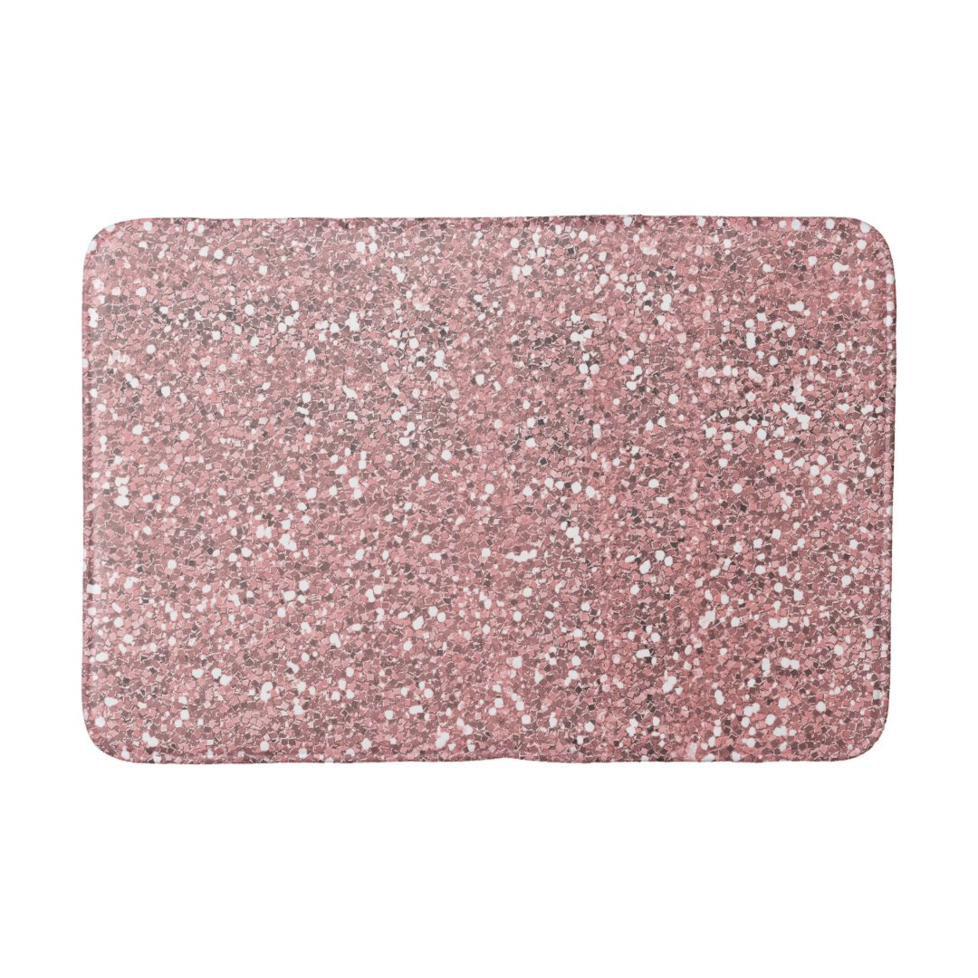 Pink Glitter Rose Gold Blush Glam Sparkle Bath Mat | Zazzle