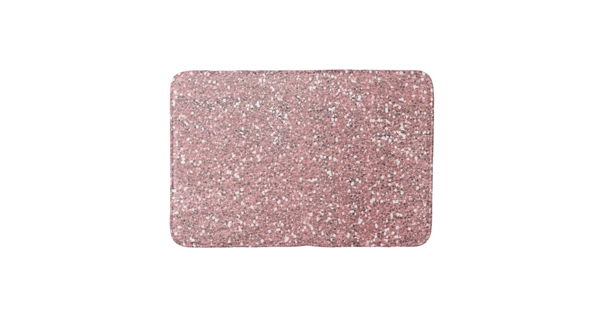 Pink Glitter Rose Gold Blush Glam Sparkle Bath Mat | Zazzle