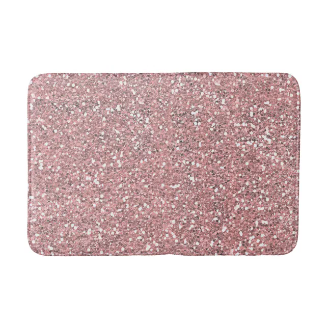 Pink Glitter Rose Gold Blush Glam Sparkle Bath Mat | Zazzle