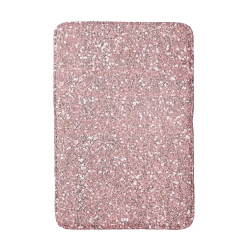 Pink Glitter Rose Gold Blush Glam Sparkle Bath Mat | Zazzle