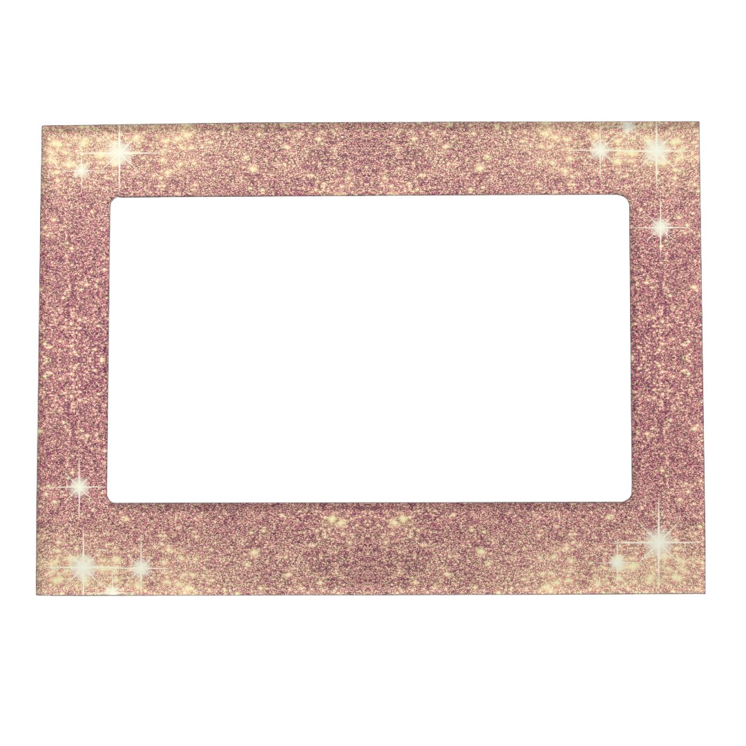 Pink Glitter Rose Gold Sparkle Faux Magnetic Picture Frame | Zazzle