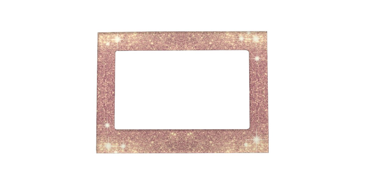 Pink Glitter Rose Gold Sparkle Faux Magnetic Picture Frame | Zazzle