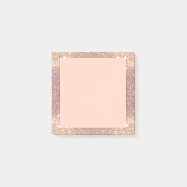 Pink Glitter Rose Gold Sparkle Faux Post-it Notes | Zazzle