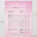 Pink Glitter Small Business Sales Invoice Receipt Letterhead | Zazzle