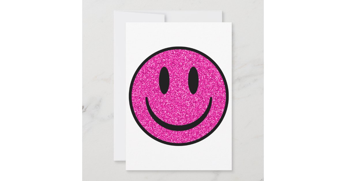 Pink Glitter Smile Face Invitation | Zazzle