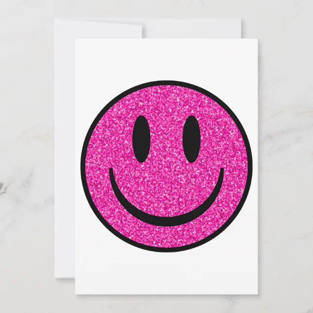 Pink Glitter Smile Face Invitation | Zazzle