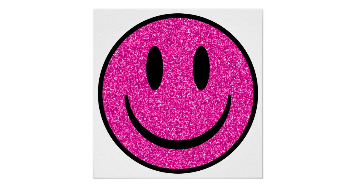 Pink Glitter Smile Face Poster | Zazzle