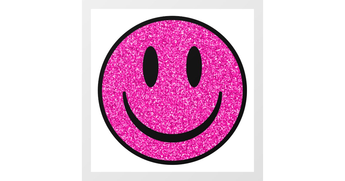Pink Glitter Smile Face Window Cling | Zazzle